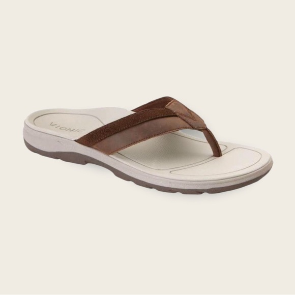 Vionic | Shoes | Mens Vionic Canoe Dennis Leather Flip Flops Size 8 ...